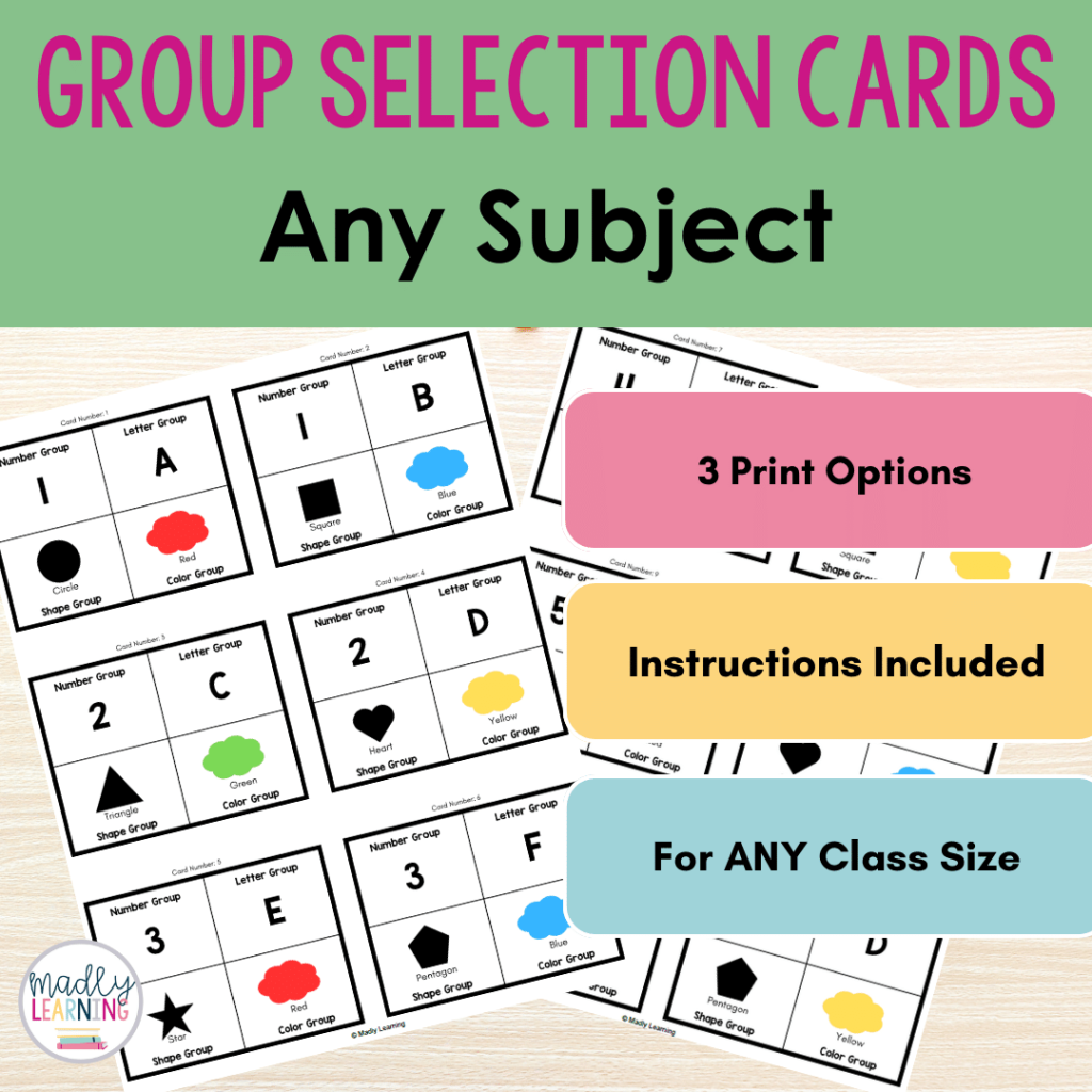 Group Selection Cards for Any Subject and Any Grade - Madly Learning