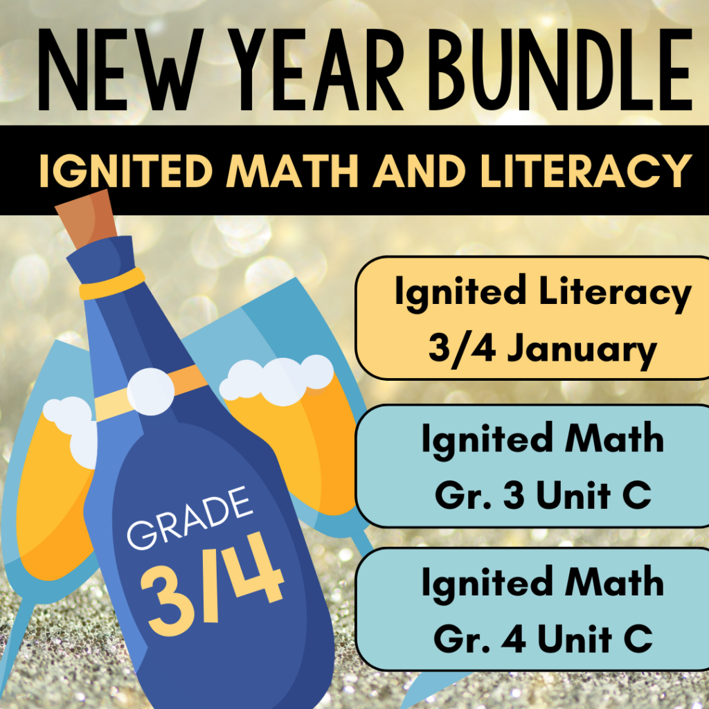 Gr. 3/4 - New Year's Bundle - Ignited Literacy and Math - Madly Learning