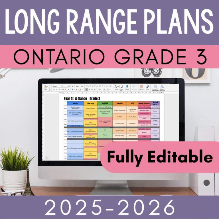 Grade 3 Ontario Long Range Plans 2026/2026- Fully Editable - Madly Learning