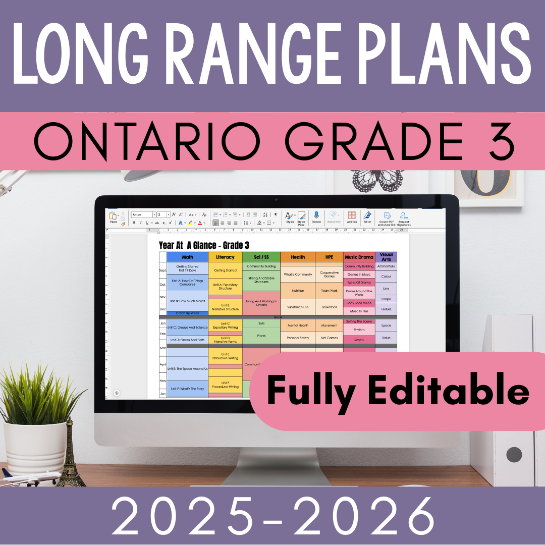 Grade 3 Ontario Long Range Plans 2026/2026- Fully Editable - Madly Learning