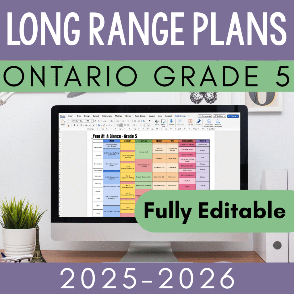 Grade 5 Ontario Long Range Plans 2025/2026- Fully Editable - Madly Learning